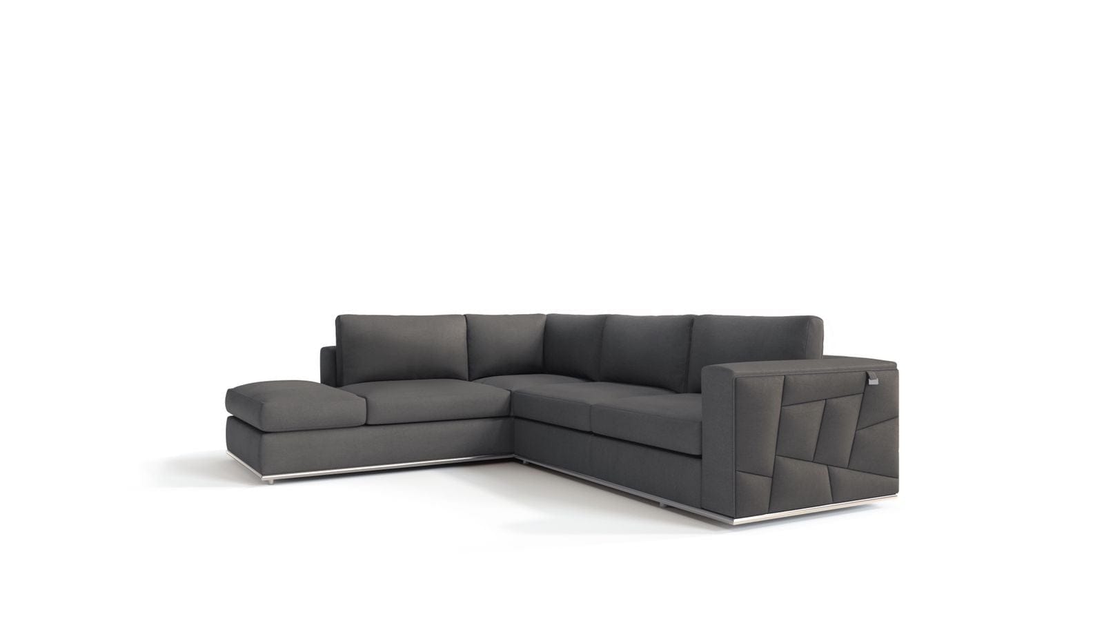 Dark Gray Italian Leather L Shaped Two Piece Corner Sectional – Velvet ...