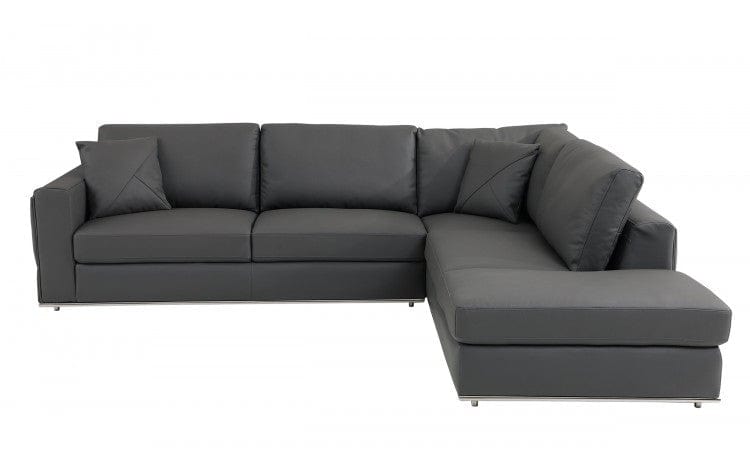 Dark Gray Italian Leather Reclining L Shaped Two Piece Corner Sectiona ...