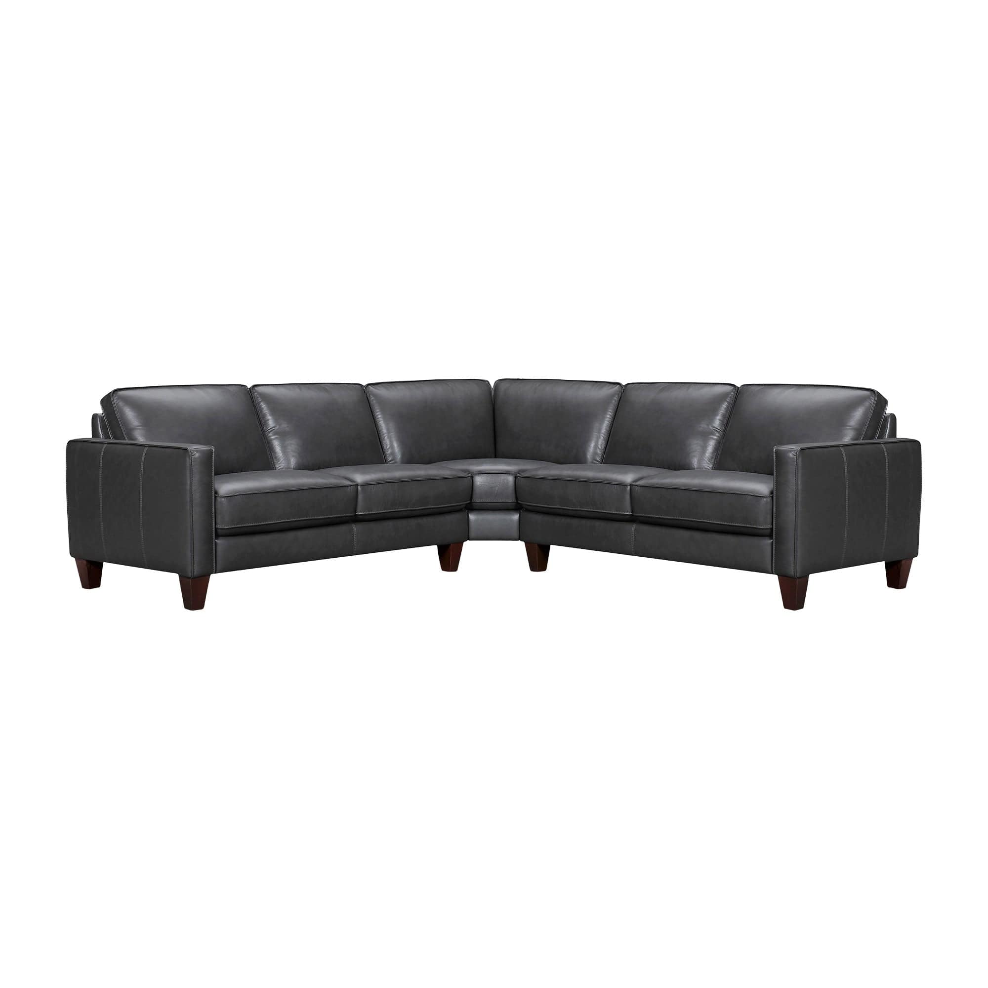 Black Leather L Shaped Three Piece Corner Sectional – Velvet Headboards
