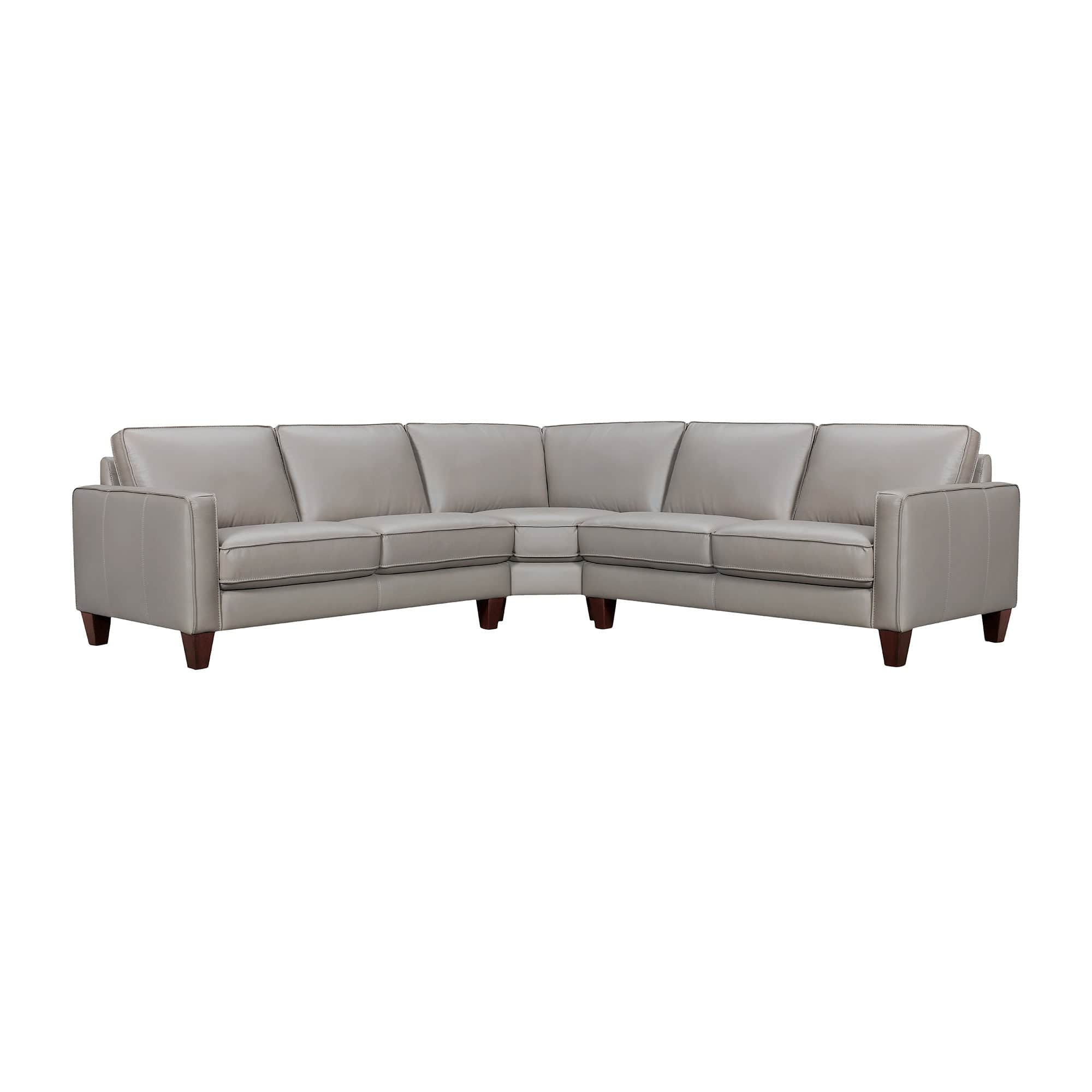 Gray Leather L Shaped Three Piece Corner Sectional – Velvet Headboards