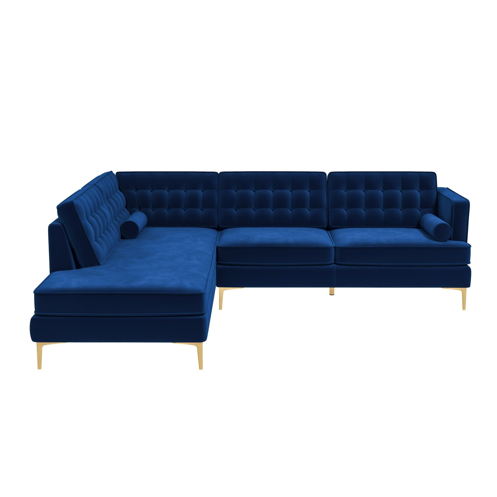Ashcroft Brooke Dark Blue Sectional Sofa Left Facing – Velvet Headboards