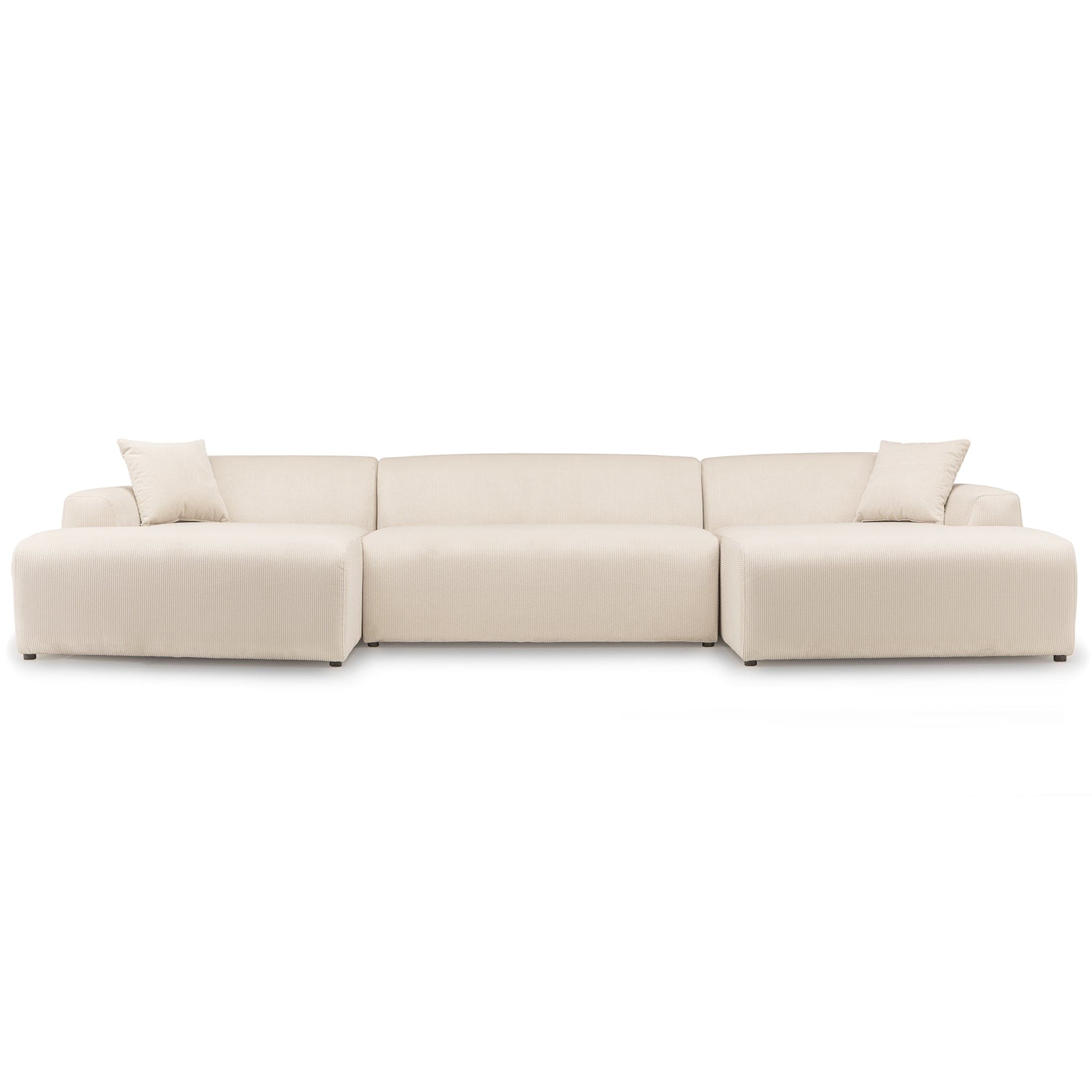 Ashcroft Mar U-Shape Corner Sofa - Cream Corduroy – Velvet Headboards